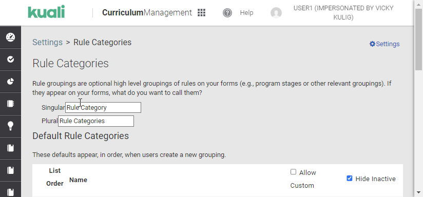 Rule Categories – Kuali Curriculum and Catalog Management